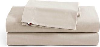 Tommy Hilfiger Bettwäsche-Set aus Chambray-Baumwolle mit passendem Kissenbezug, leichtes Gewebe, dezent strukturierte Bettwäsche (Beige)