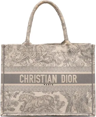 Dior Shopper - Medium Toile de Jouy Reverse Embroidered Canvas Bo - Gr. unisize - in Grau - f&uuml;r Damen