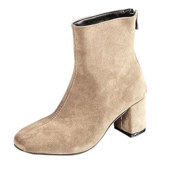 Generic Bottines pour femme &agrave; talon bloc moyen - Couleur unie - Fermeture &eacute;clair dans le dos - &Eacute;l&eacute;gantes et d&eacute;contract&eacute;es - Pour le bureau et les f&ecirc;tes, kaki,