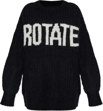 Rotate Rotate Birger Christensen, Femme, Pulls, Noir, Taille: 36 FR Pull avec logo