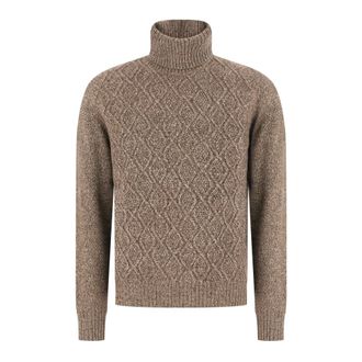 PANICALE Panicale - Pull &agrave; col montant c&ocirc;tel&eacute; - Homme - Pulls - Brun - Taille: L
