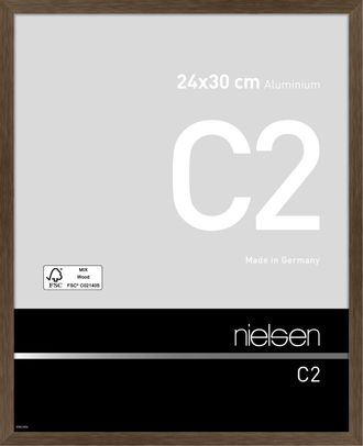 Nielsen Design Bilderrahmen, 24 x 30 cm, Aluminium, Walnuss matt, Rahmen zum Aufhängen im Hoch- & Querformat, Echtglas, C2
