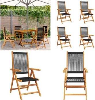 vidaXL Vidaxl - Gartenstuhl Verstellbar 4 Stk. Schwarz Massivholz Akazie - Gartenstuhl - Holz Gartenstuhl - Akasie Gartenstuhl - Esszimmerstuhl