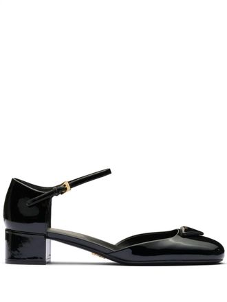 Prada Lackpumps mit Triangel-Logo 35mm - Schwarz