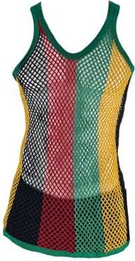 Generic Gilet rasta Lion One Love Reggae en résille pour homme - En coton - Noir / rouge / jaune, Vert, XL