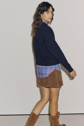 Next Rundhalspullover Superweicher Rundhalsauspullover im Hemd-Lagenlook (2-tlg)