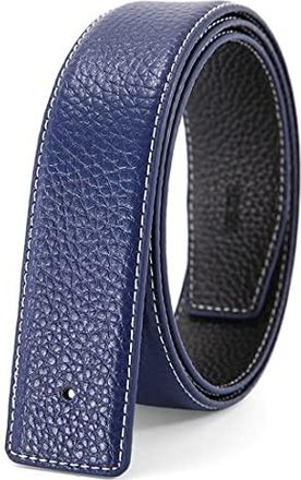 Generic Ceintures femmes/hommes en cuir véritable pour sangle de ceinture de rechange sans boucle 3,8 cm de large, Bleu, L 105cm/41in. W 3.8cm/1.5in