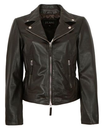 Jilani Lederjacke Jaqueline Jilani - Damen Lederjacke Bikerjacke Lammnappa dunkelbraun