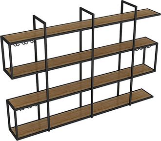 Generic Weinregal Zur Wandmontage mit LED-Licht, Weinglasregal, 4-lagiges Aufbewahrungsdesign, Modern und Einfach, Geeignet für Bar/Restaurant/Wohnzimmer