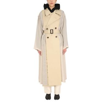 Maison Margiela Femme, Manteaux, Beige, Taille: 36 FR Trench Bicolore