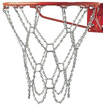Lioobo Professionelles Eisenketten-Basketballnetz - Rostfreies Verzinkt-Stahl Netz für Outdoor-Courts (Standard 45cm, 4mm Stahlketten)