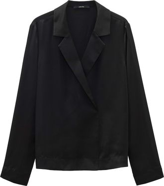 someday Damen Langarmbluse | Satinbluse ZARIANA Loose mit Revers Black, 38