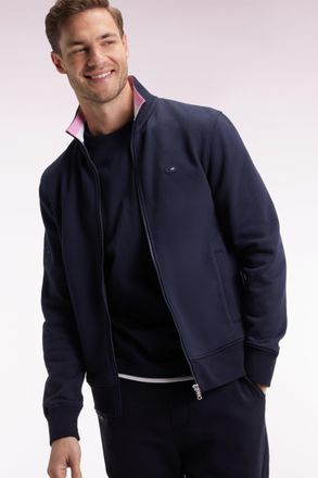 Eden Park Sweatshirt Zipp&eacute; En Coton Marine Broderie 10 Coupe Droite