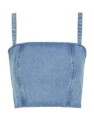 8 by YOOX ORGANIC COTTON DENIM CROP TOP