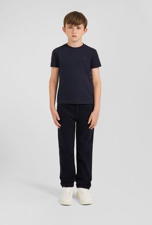 Eden Park T-shirt Manches Courtes En Coton Bleu Marine Broderie Xv De France Coupe Regular