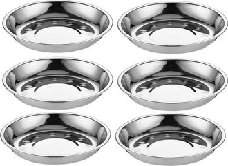 Lurrose 6 x Edelstahl-Teller, rund, unzerbrechlich, f&uuml;r Salat, Obst, Serviertablett f&uuml;r Erwachsene, zum, Camping, Picknick, Outdoor, 15CM, silberfarben