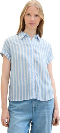 Tom Tailor Damen Loose Fit Hemdbluse mit Streifen, offwhite blue vertical stripe, 38