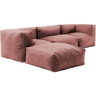 Oviala Oviala - Canap&eacute; de jardin modulable 4 places terracotta - Tissu r&eacute;sistant aux intemp&eacute;ries - Structure solide avec fixation acier inoxydable - Confort