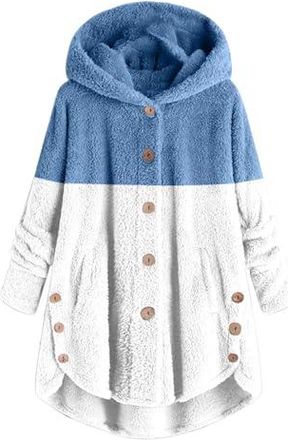 Generic Veste Femme Polaire Manteau en peluche à manches longues pour femmes, avec poche à boutons épissés, fendue, mode décontractée Veste Softshell Femme Im