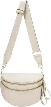 Generic Sac &agrave; bandouli&egrave;re pour femme avec compartiment principal zipp&eacute; et bandouli&egrave;re r&eacute;glable pour le quotidien, les loisirs, les voyages, Beige (01)., Taill