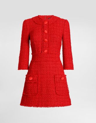 Dolce & Gabbana Kurzes Kleid Aus Rachel-tweed - Frau Kleider Rot 46