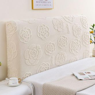 Generic Pl&uuml;schmuster Bettkopfteil Bezug f&uuml;r Holzkopfteile Dicker Flauschiger Stoff dehnbar staubdicht sch&uuml;tzend Kopfteil Bezug f&uuml;r Schlafzimmerdekoration in v