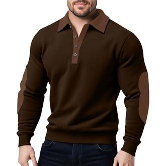 Generic Polo &agrave; manches longues pour homme - T-shirt de golf color&eacute; - Grande taille - T-shirts de sport confortables - Col &agrave; revers - Hauts d&eacute;contract&eacute;s &agrave; port