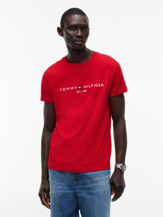 Tommy Hilfiger T-Shirt TOMMY HILFIGER TOMMY LOGO, Herren, Gr. XXL, rot (medium rot), Jersey, Obermaterial: 100% Baumwolle, bedruckt, unifarben, schmal h&uuml;ftbedeckend,
