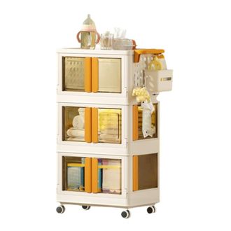 Generic Rollwagen 3 Ebenen Abnehmbarem Kunststoff PP Platzsparend 360°drehbare Abschließbare Räder Multifunktionaler Höhenverstellbar Parallel faltbar Aufbewa