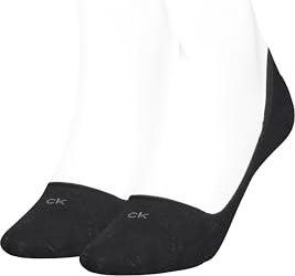 Calvin Klein Logo Womens Liner Socks 2 pack, Footie aux femmes, Black, 35/38