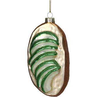 HD Collection Christbaumschmuck 11,4cm Glas - Avocado Toast Figur zum Aufh&auml;ngen - handbemalt & mit Glitzer - Weihnachtsbaum Anh&auml;nger f&uuml;r Weihnachten - Christbaumanh