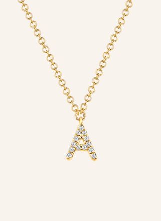 Leaf Initialien Halskette A Aus 14 Karat Gelbgold Mit Diamanten gold