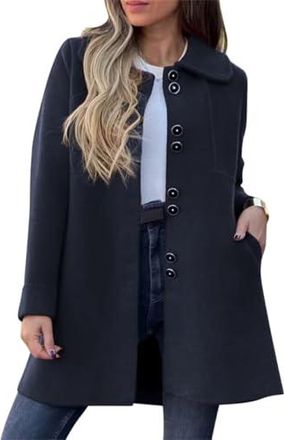Onsoyours Veste en Laine Femme Revers Manteau &Agrave; Manches Longues Trench Coupe-Vent Blazer Long Parka Blouson &Eacute;l&eacute;gant Long Veste OL Chaud Couleur Unie Cardigan Co