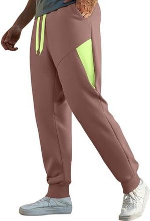 Generic Pantalon de surv&ecirc;tement confortable doubl&eacute; en polaire pour homme pour lhiver &agrave; la maison - Taille &eacute;lastique - Coupe ample, kaki, 3XL