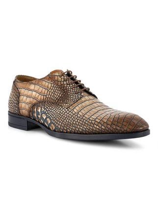 Rosso E Nero Herren Schuhe braun Leder gepr&auml;gt