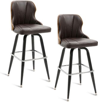 Generic Barhocker in Tresenh&ouml;he, Barstuhl mit R&uuml;ckenlehne und PU-Lederbezug, 360&deg; drehbar, f&uuml;r Caf&eacute;s, Pubs und K&uuml;chentheken