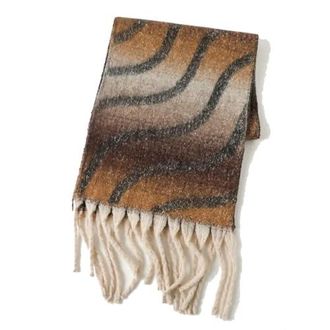 Generic QXDZSW &Eacute;charpe dhiver chaude &agrave; rayures ch&acirc;le cachemire col &eacute;pais hijab enveloppements pashmina floral pompons, 4, 42x220cm