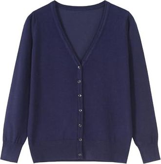 Generic Cardigan tricoté Grande Taille pour Femme, Manteau Ample à Manches Longues, col en V, boutonné, vêtement dextérieur, Printemps-Automne