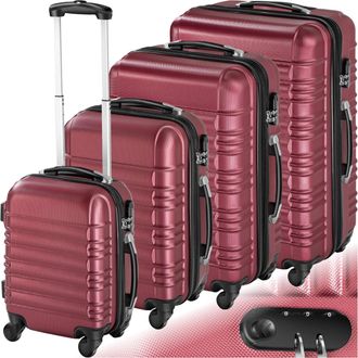 TecTake 4 TLG Reisekoffer Set, TSA Schloss, Hartschalenkoffer Set, Trolley Kofferset, ABS Hartschalen Reisekofferset, Trolley, Gepäck, Koffer Set, 4 Rollen, 3