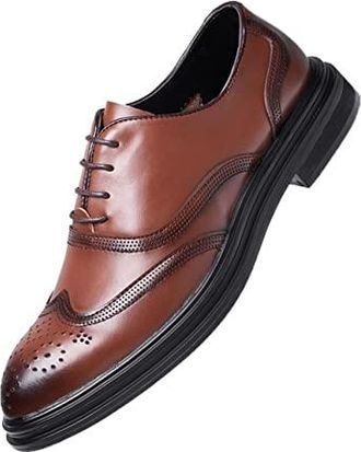 Generic Chaussures habill&eacute;es for Hommes, Richelieus &agrave; Lacets, Bout daile en Relief, Bout Bruni, Cuir, Semelle Basse en Caoutchouc, Talon carr&eacute;, Mariage(Marron