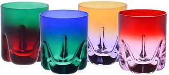 Krosno Whisky-, Cocktail- und Longdrink-Gl&auml;ser 250 ml - Set mit 4 St&uuml;ck in 4 einzigartigen Farben - Aurora Kollektion - Bleifreies Kristallglas - Handbemalt