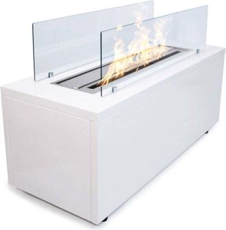 Dmora Bioethanol-Kamin Arena, &Ouml;kologischer Kamin, Rauchfreies Feuer, Heizung mit Ethanol, Made in Italy, 40x100 h40 cm, Wei&szlig; - Dmora