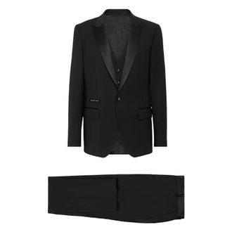 Philipp Plein Homme, Costumes, Noir, Taille: 3XL Light Wool Tuxedo Suit