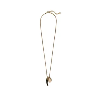 Twinset Femme, Accessoires, Beige, Taille: ONE Size Collier Long Torchon avec pendentifs Corne, Cam&eacute;e et Coeur
