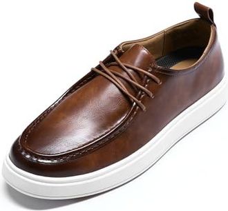 AlltheMen Chaussures en Cuir Homme Casual Formal Derbies à Lacets Conduite Plat Comfort Oxford Élégant Léger Marron 45