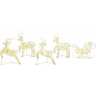 vidaXL LED Rentiere mit 40 LEDs 5 pcs Gold Haustier vidaXL