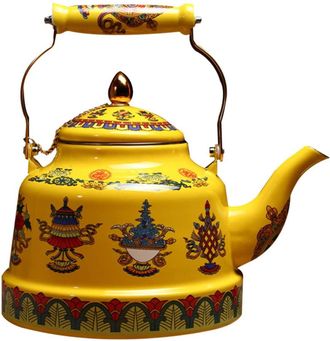 Angoily Enamel Teapot Ethnischer Wasserkessel F&uuml;r Zuhause Retro-design F&uuml;r Zubereitung Von Buttertee Und Anderen Hei&szlig;getr&auml;nken Geeignet F&uuml;r Herdarten