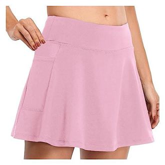 Generic Mini jupe courte noire pour femme - Jupe courte de tennis avec poches courtes - Taille haute - Jupe patineuse &eacute;vas&eacute;e - Polyvalente - Jupe trap&egrave;ze basi