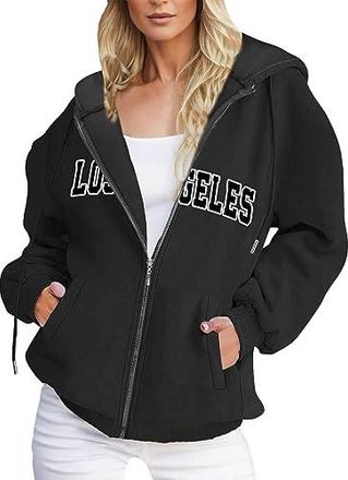 Generic Vestes pour femmes 2026 avec fermeture &eacute;clair et manches longues pour lautomne et lhiver avec poches, Noir, XXL