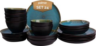 Palmers Palmer Lotus Geschirrset 24-teilig für 6 Personen - Modernes Tafelservice aus Steinzeug, Kombiservice spülmaschinenfest, mikrowellen- & ofenfest